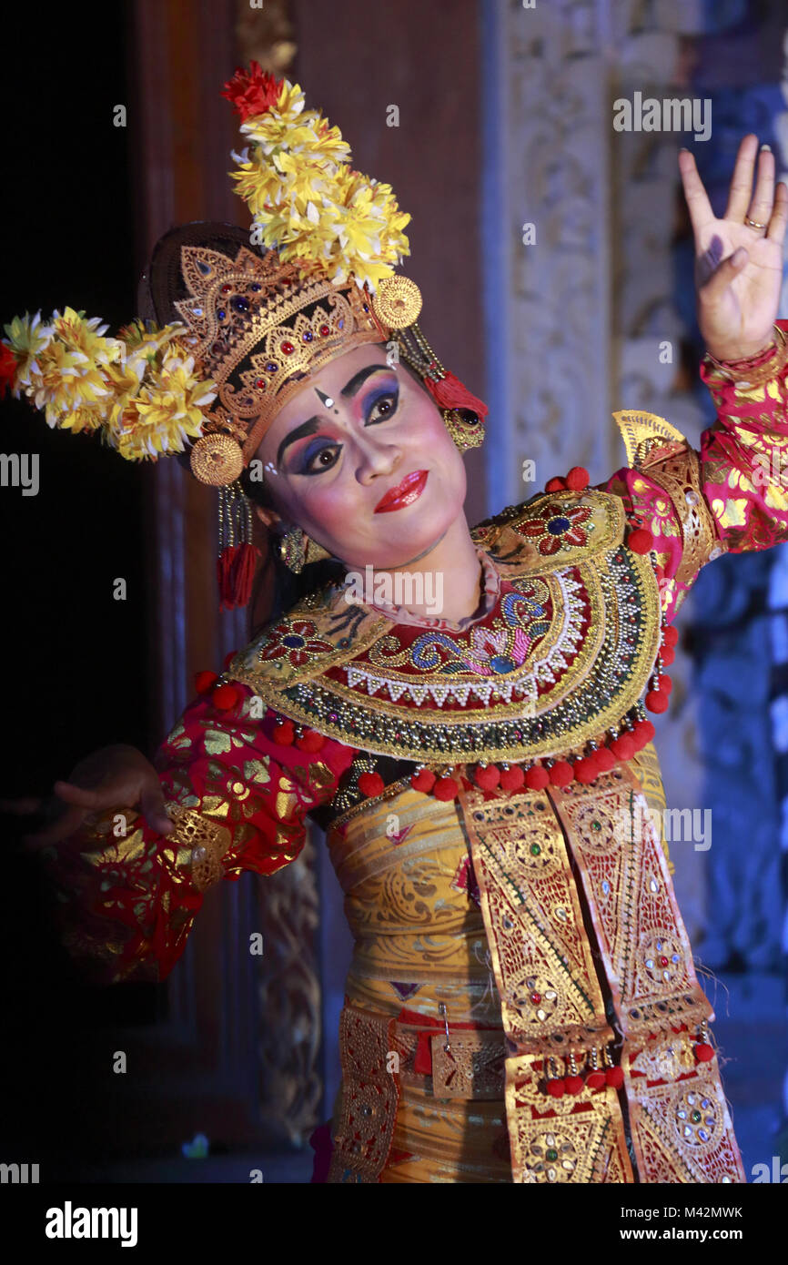 Legong dancer performing traditional Legong dance in Ubud Palace.Ubud ...