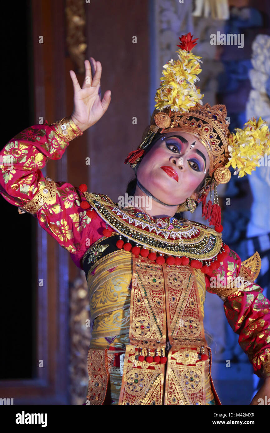 Legong dancer performing traditional Legong dance in Ubud Palace.Ubud ...