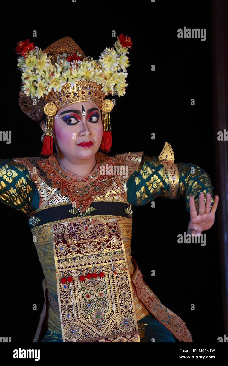 Legong dancer performing traditional Legong dance in Ubud Palace.Ubud ...