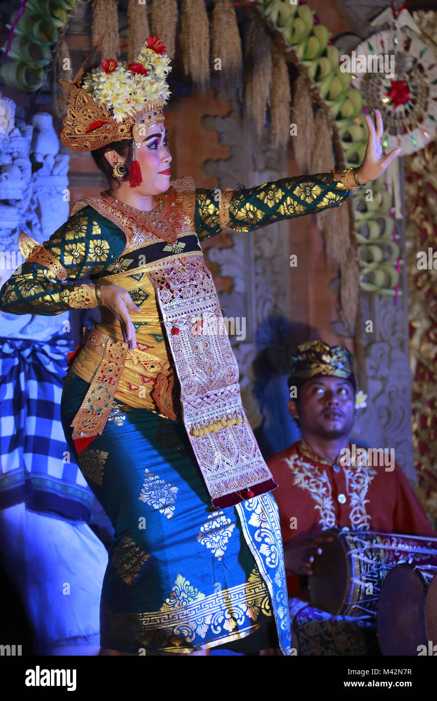 Legong dancer performing traditional Legong dance in Ubud Palace.Ubud ...