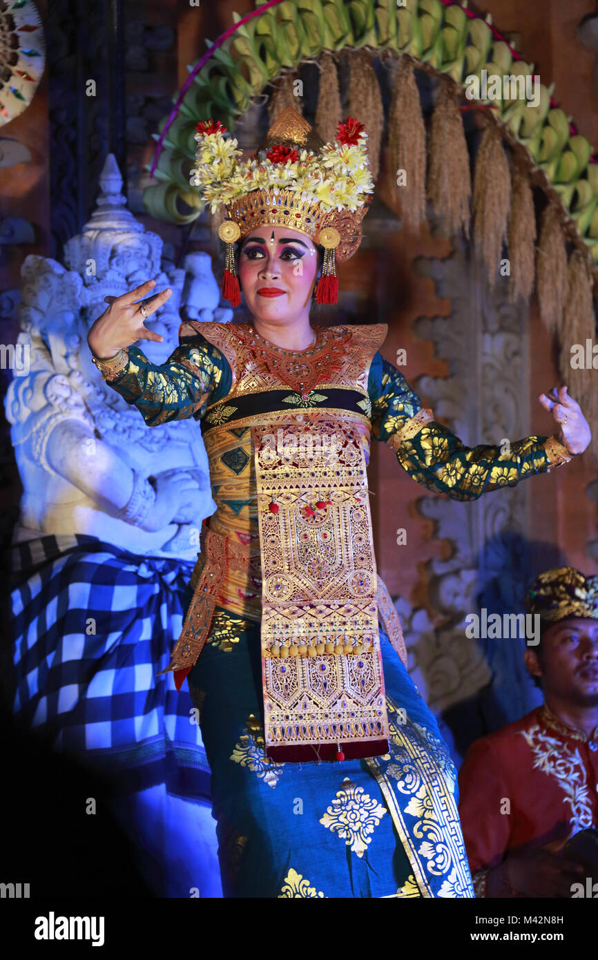 Legong dancer performing traditional Legong dance in Ubud Palace.Ubud ...