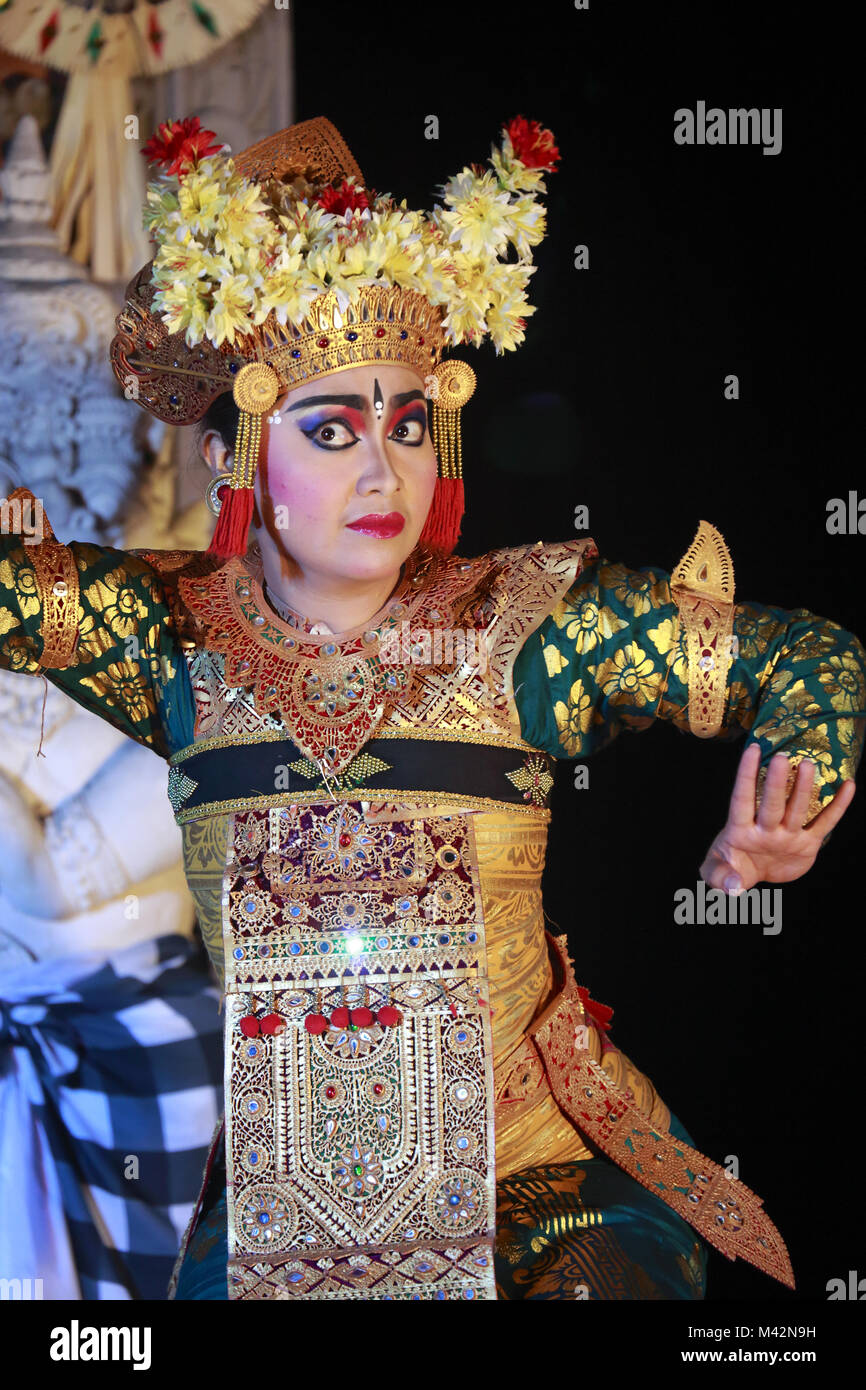 Legong dancer performing traditional Legong dance in Ubud Palace.Ubud ...