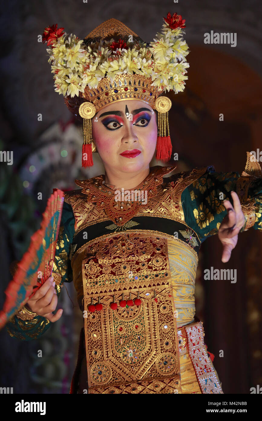 Legong dancer performing traditional Legong dance in Ubud Palace.Ubud ...