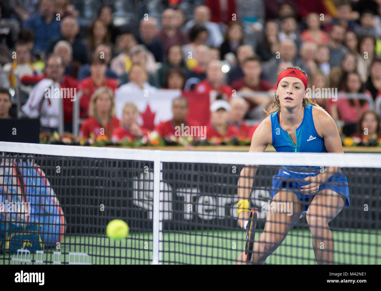 CLUJ NAPOCA, ROMANIA - FEBRUARY 11, 2018: Tennis players Ana Bogdan and ...