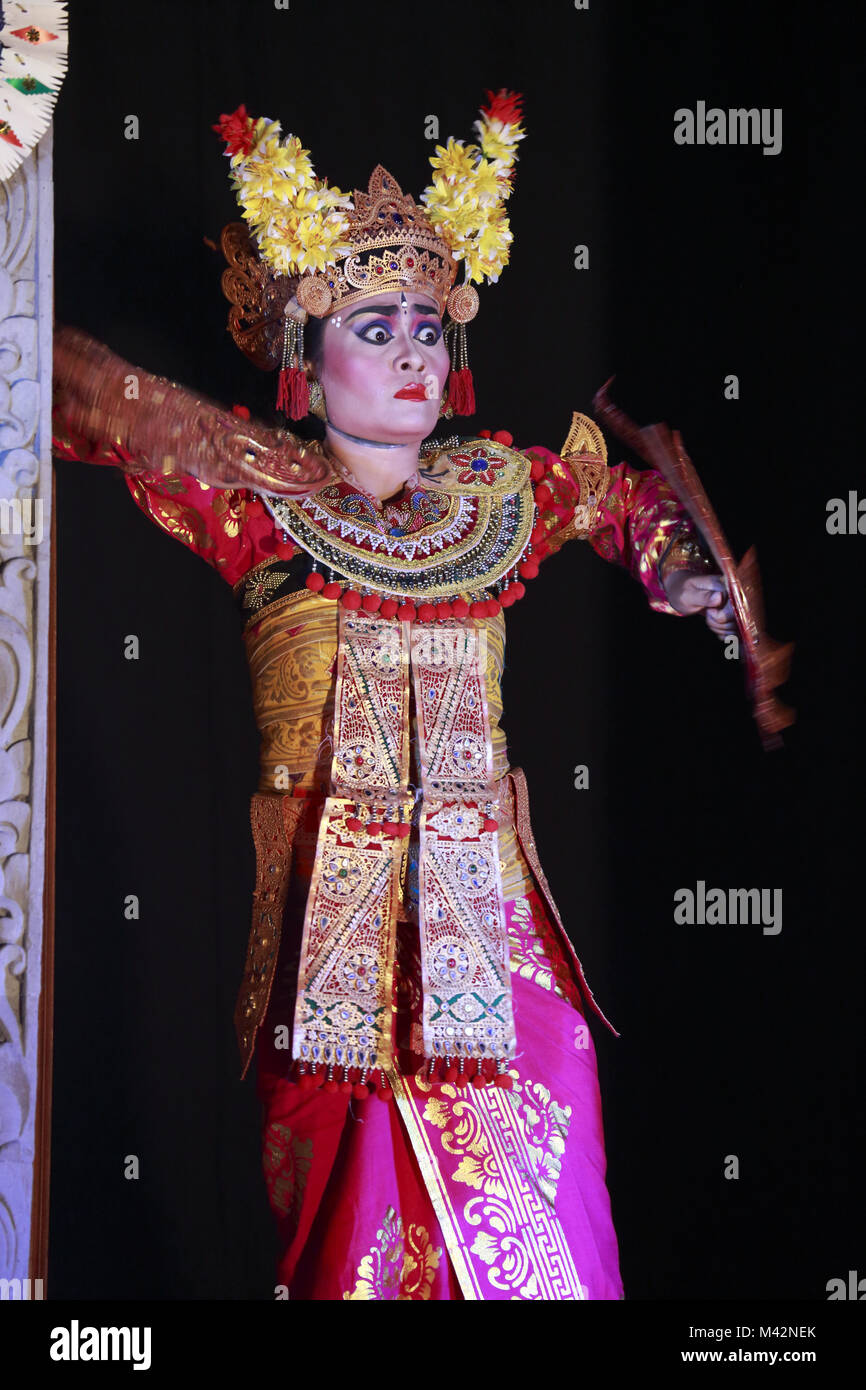 Legong dancer performing traditional Legong dance in Ubud Palace.Ubud ...