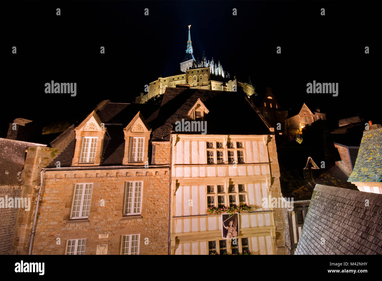 Mont Saint Michel, Normandy, France. Night in Mont Saint Michel Stock ...