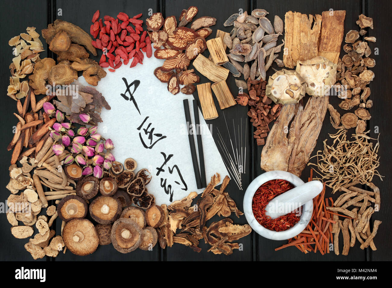 Chinese acupuncture needles and moxa sticks used in moxibustion therapy ...