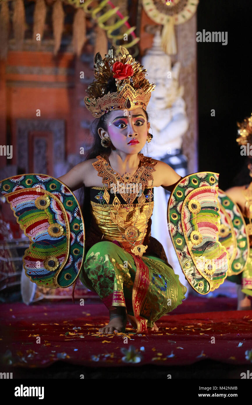 Legong dancer performing traditional Legong dance in Ubud Palace.Ubud, Bali,Indonesia Stock ...