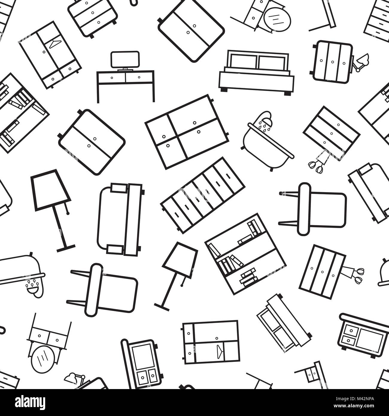 Furniture seamless pattern background. Business flat vector ... Furniture seamless pattern background. Business flat vector ...