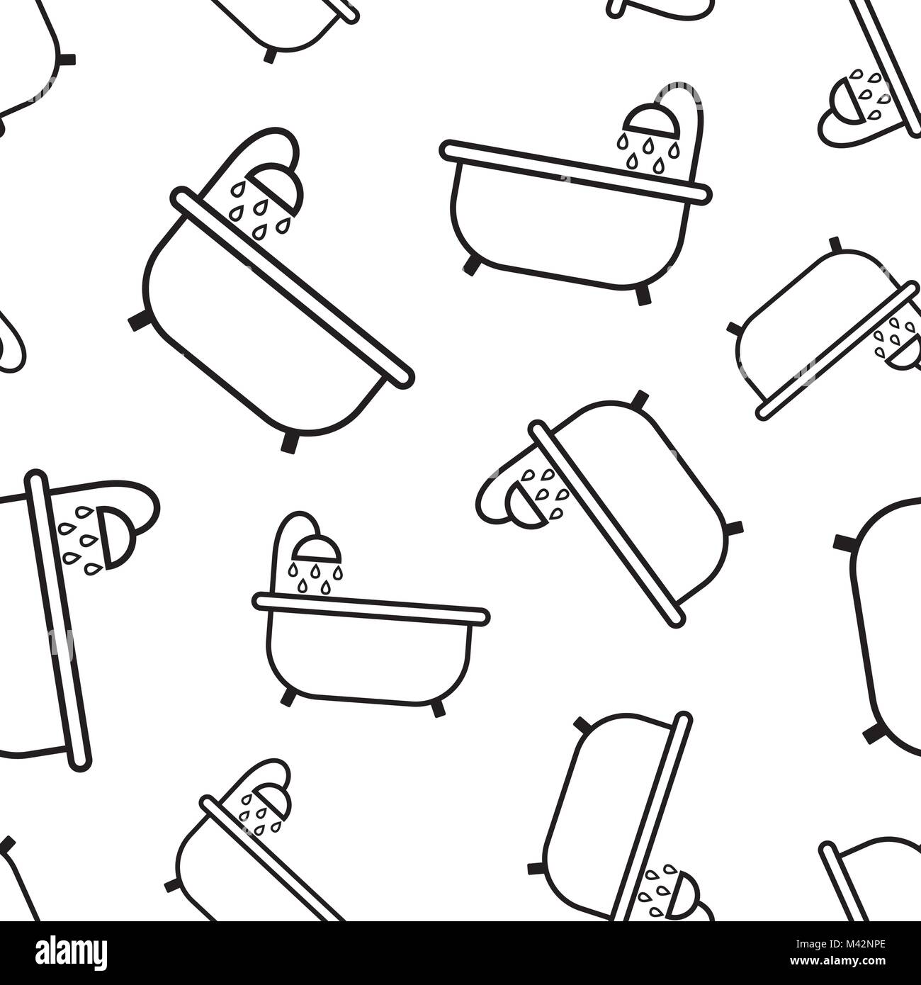 Bathtub seamless pattern background. Business flat vector illustration ...
