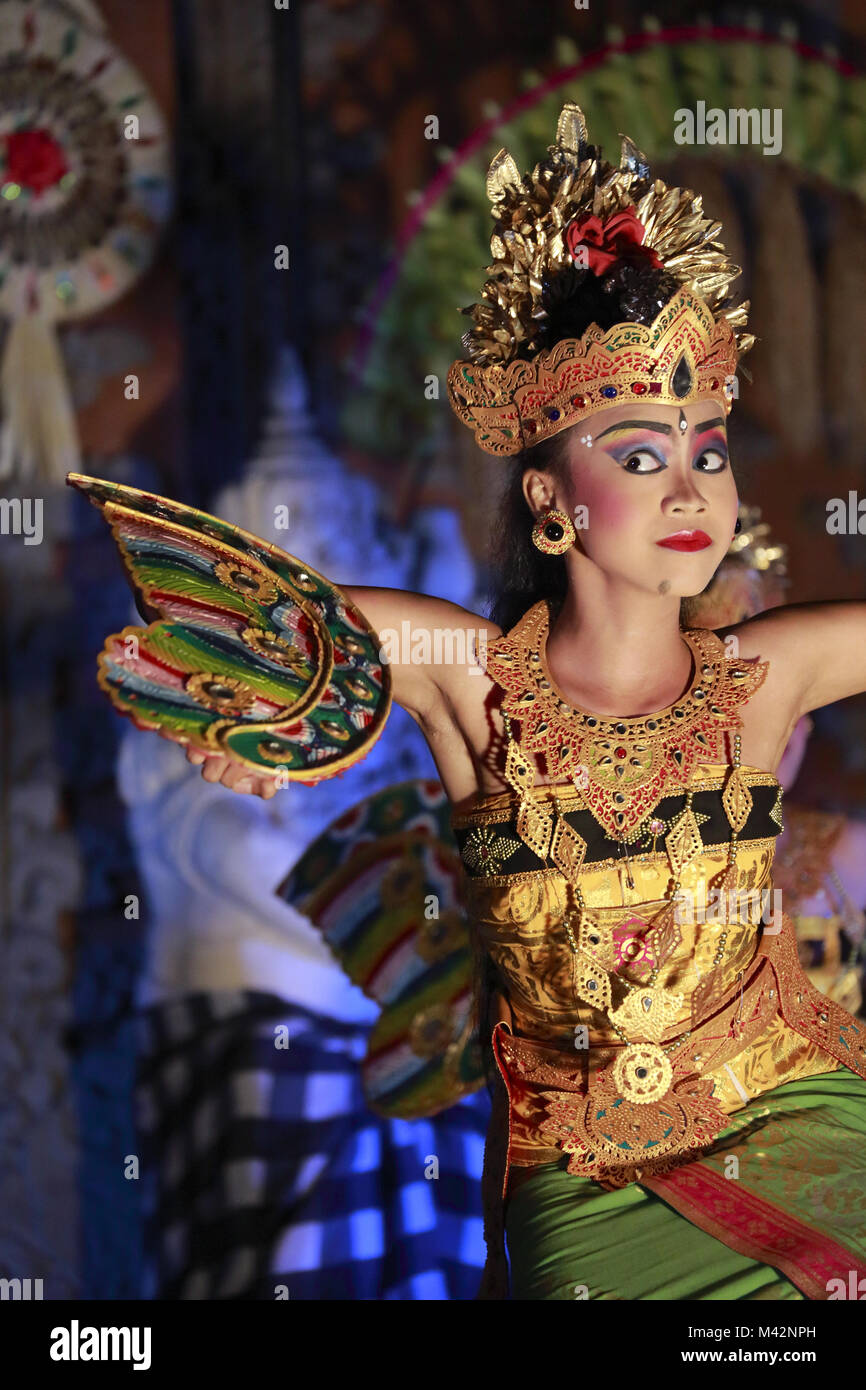 Legong dancer performing traditional Legong dance in Ubud Palace.Ubud ...
