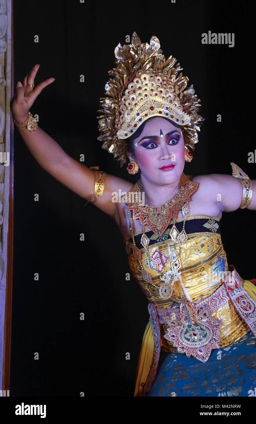 Legong dancer performing traditional Legong dance in Ubud Palace.Ubud ...