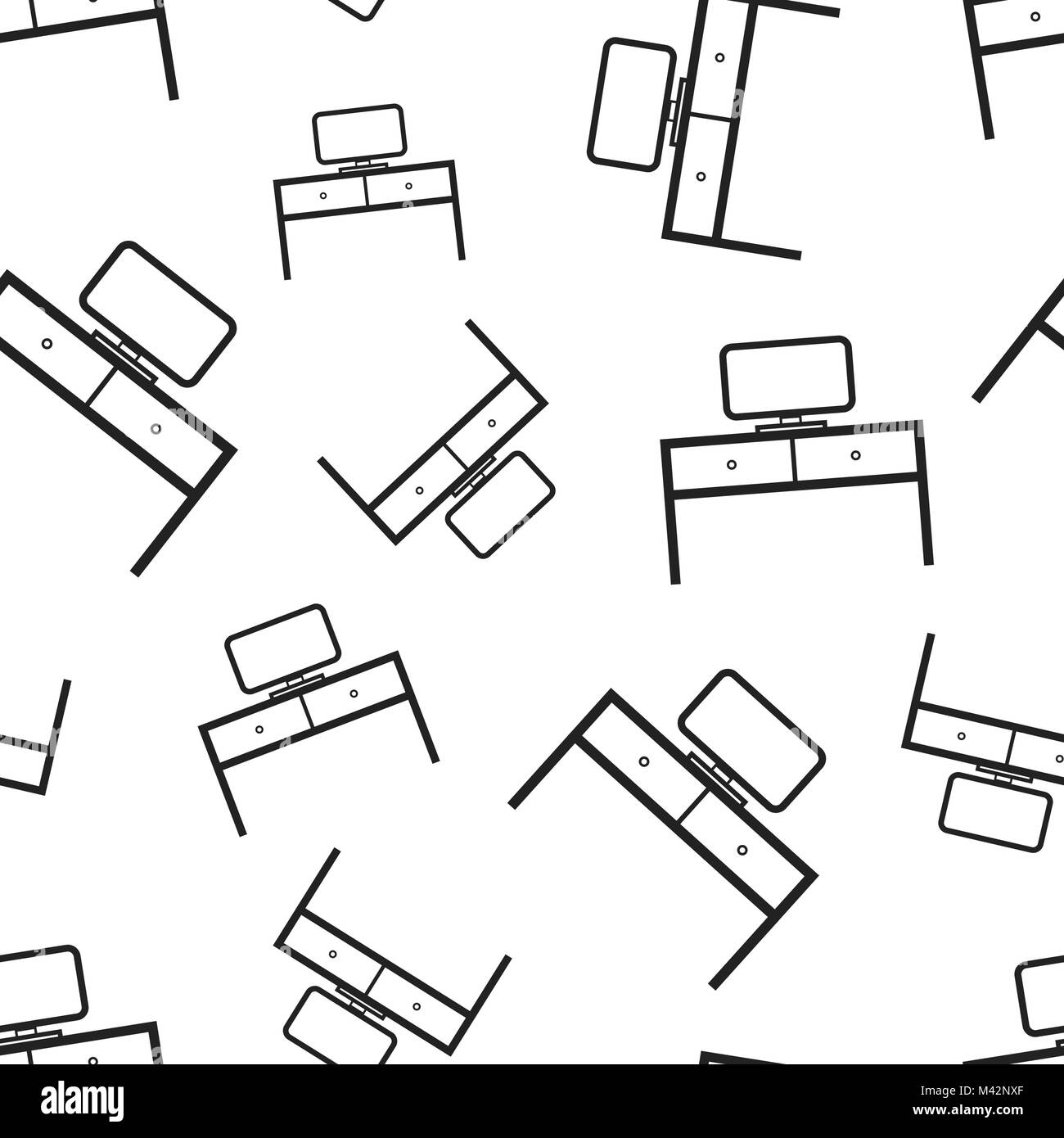 Furniture table with laptop computer seamless pattern background ...