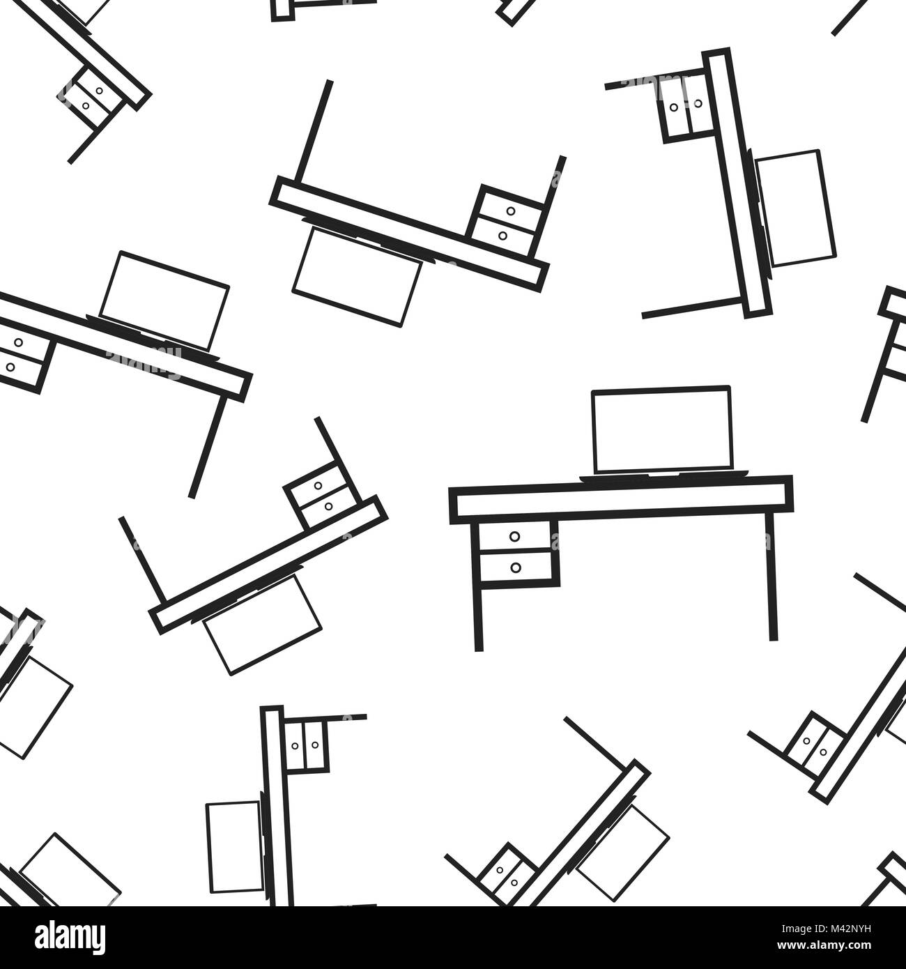 Furniture table with laptop computer seamless pattern background ...