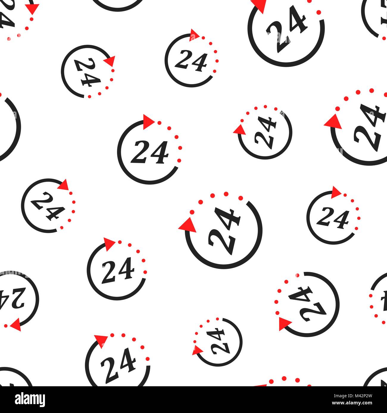 Time seamless pattern background. Business flat vector illustration. 24 ...