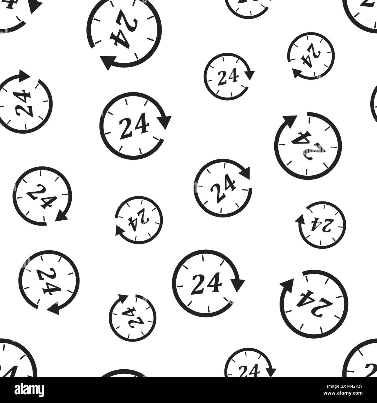 Time seamless pattern background. Business flat vector illustration. 24 ...