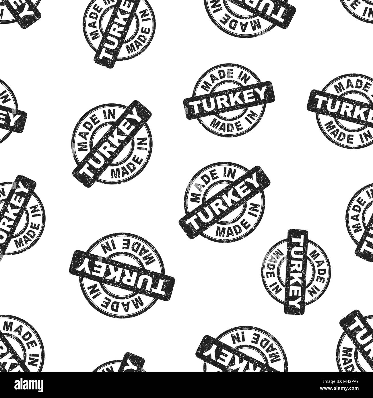 Made in Turkey stamp seamless pattern background. Business flat vector ...