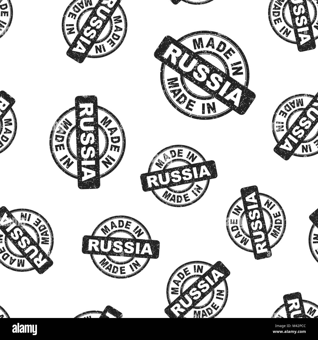 Made in Russia stamp seamless pattern background. Business flat vector ...