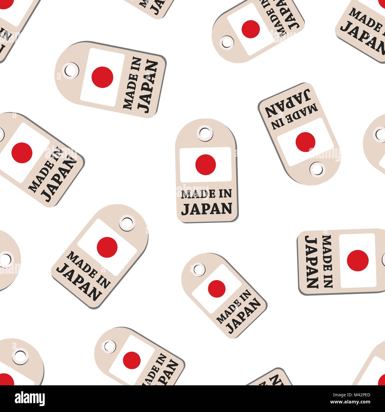 Hang tag made in Japan with flag seamless pattern background. Business ...