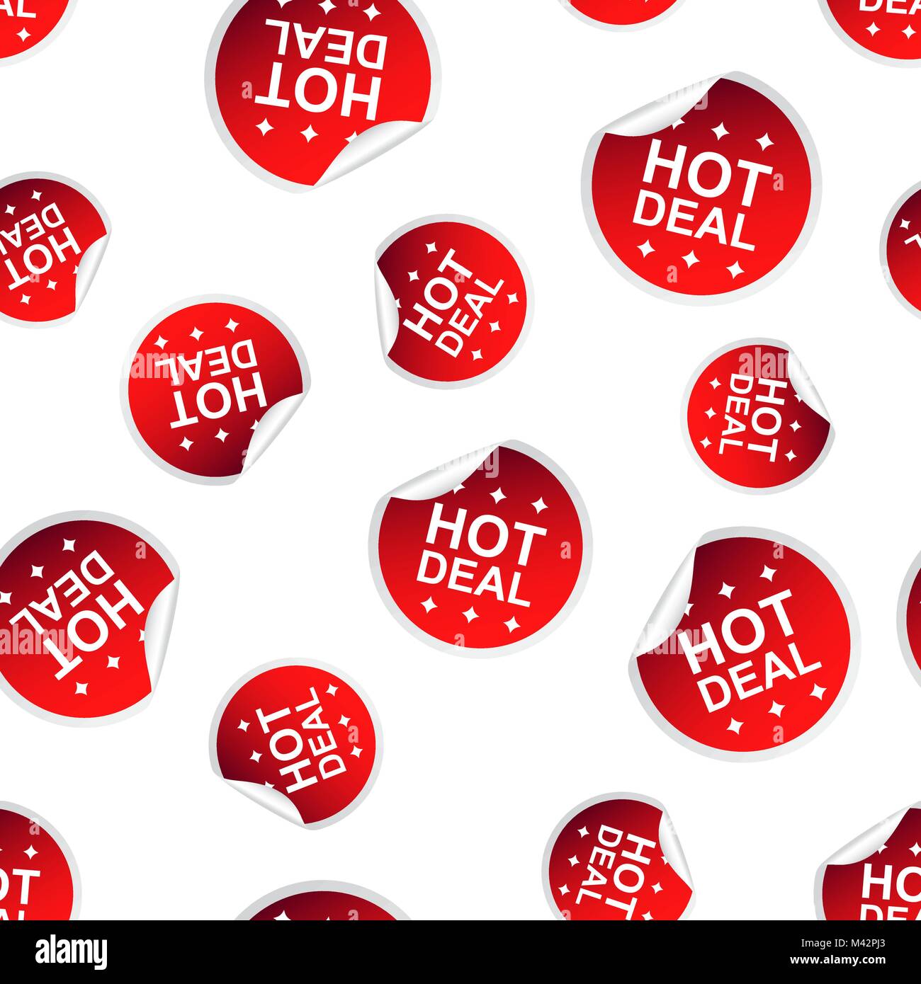 Hot deal sticker seamless pattern background. Business flat vector ...