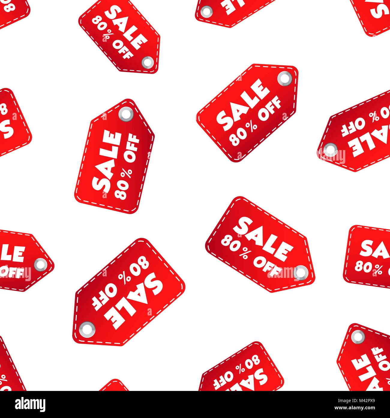 Sale 80% off hang tag seamless pattern background. Business flat vector ...