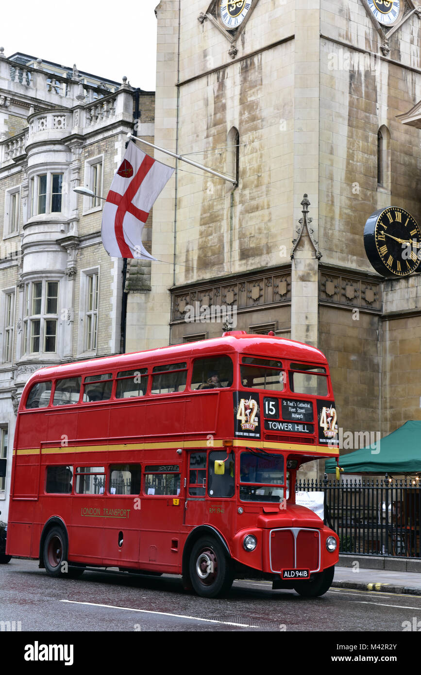 an original red traditional london transport routemaster bus in the ...