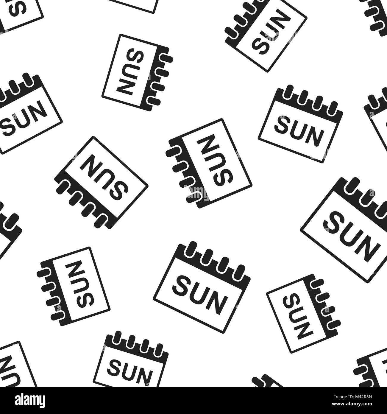 Sunday calendar page seamless pattern background. Business flat vector ...