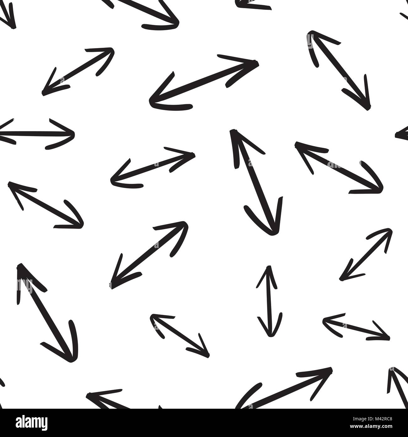 Hand drawn arrow icon seamless pattern background. Business flat vector ...
