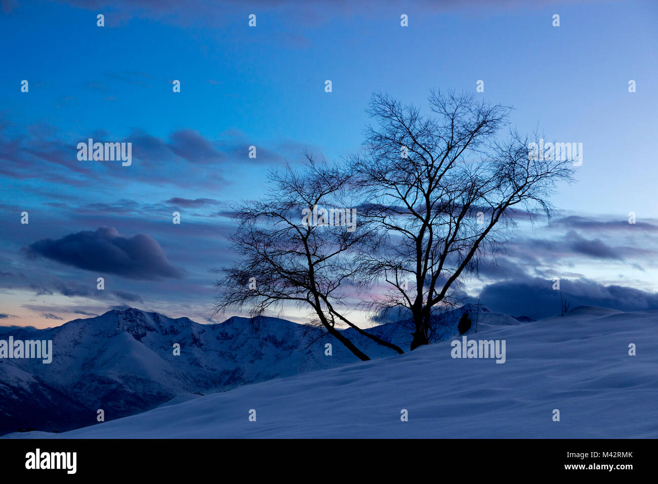 Pellice Valley,Turin,Piedmont, Italy. blue hour Stock Photo - Alamy