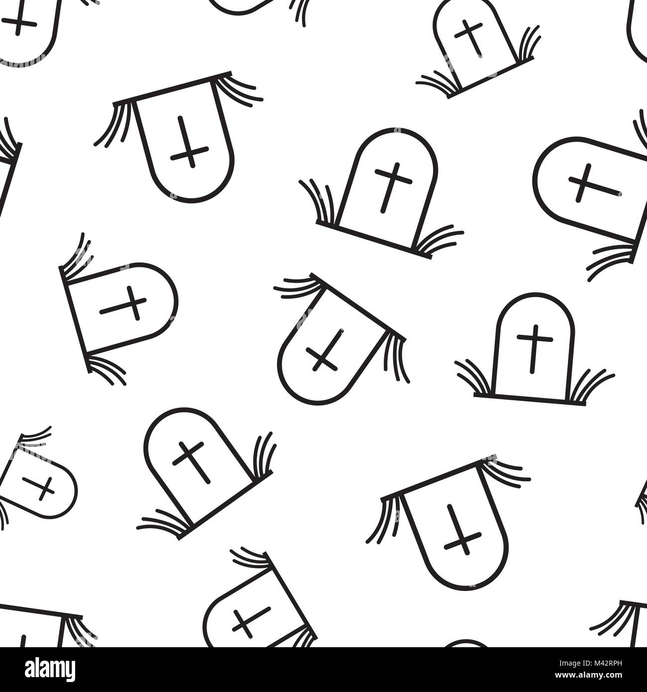 Halloween grave seamless pattern background. Business flat vector ...
