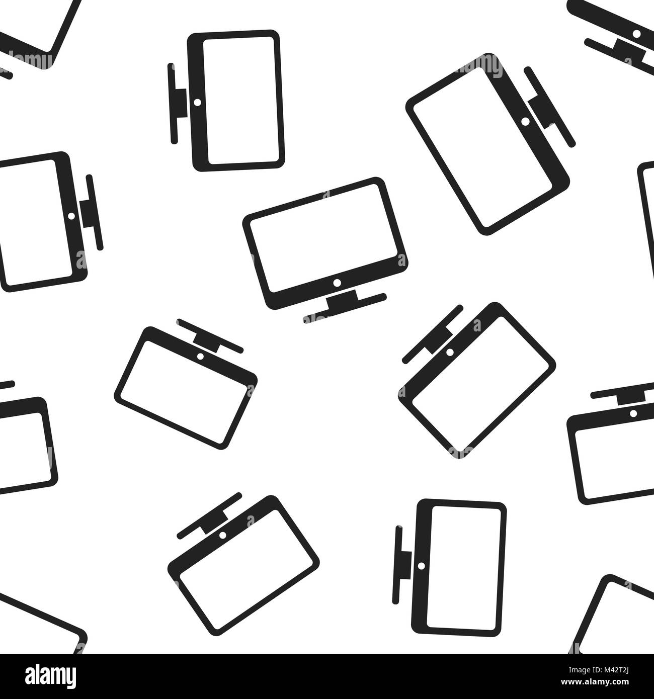 Computer monitor seamless pattern background. Business flat vector ...