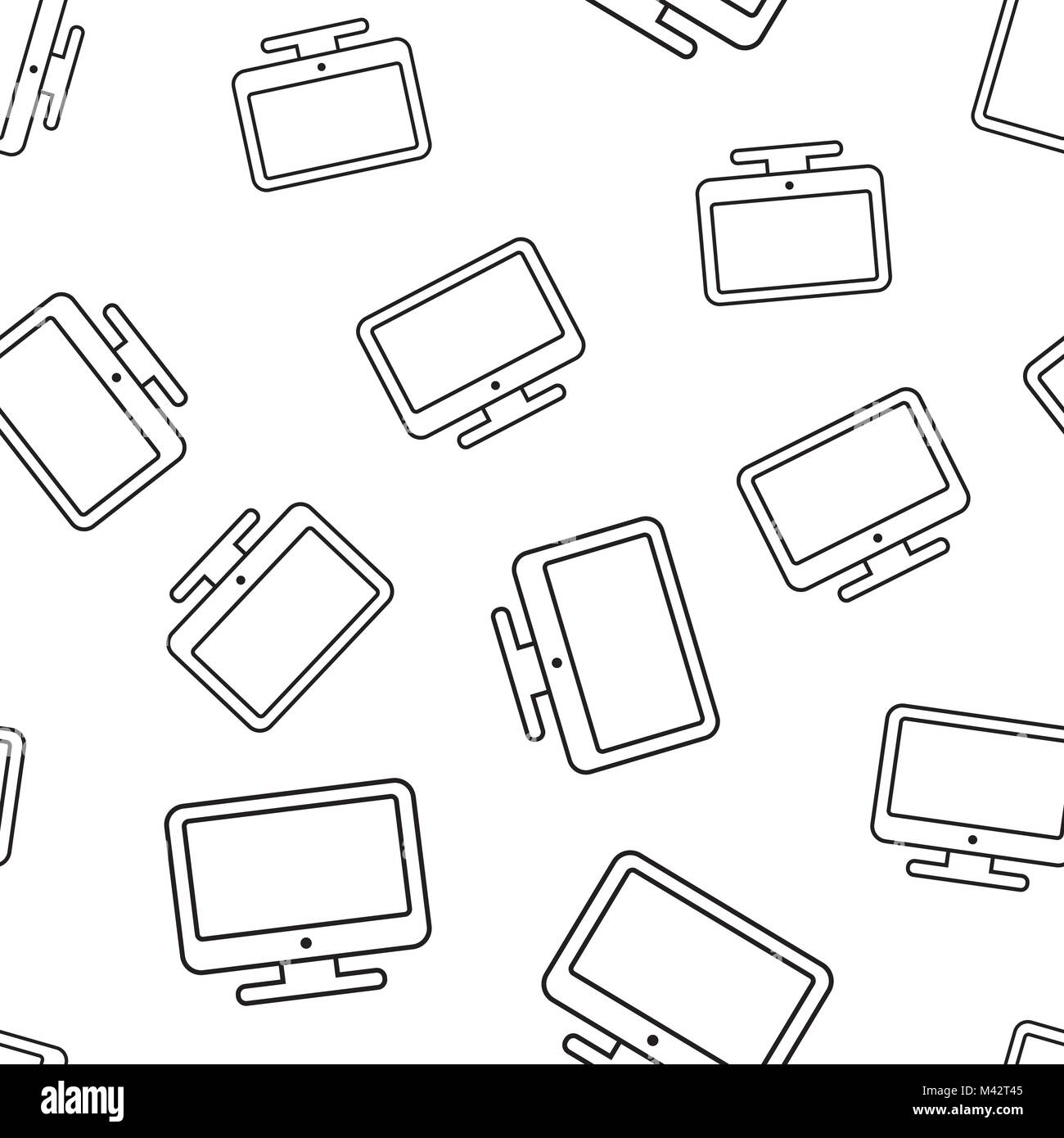 Computer monitor seamless pattern background. Business flat vector ...