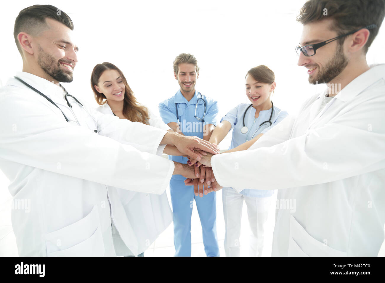 background image of a successful group of doctors on a white background ...