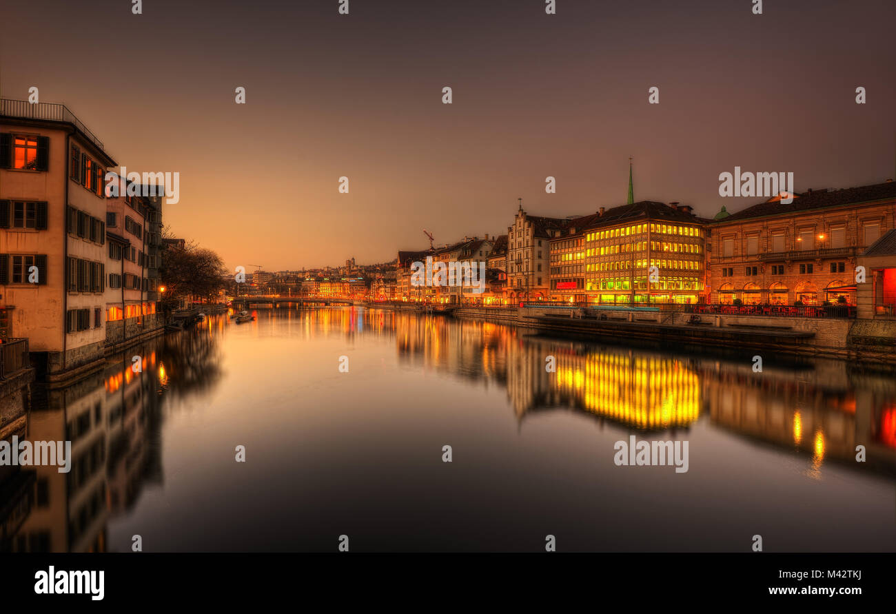 Zurich Sunset taken in 2015 Stock Photo - Alamy