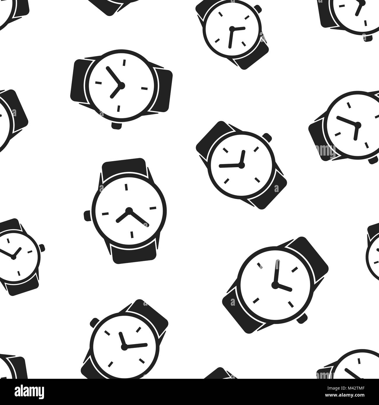 Watch clock seamless pattern background. Business flat vector ...