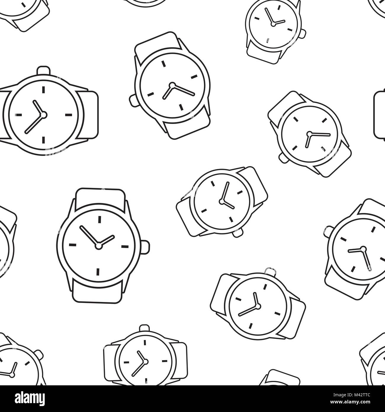 Watch clock seamless pattern background. Business flat vector ...