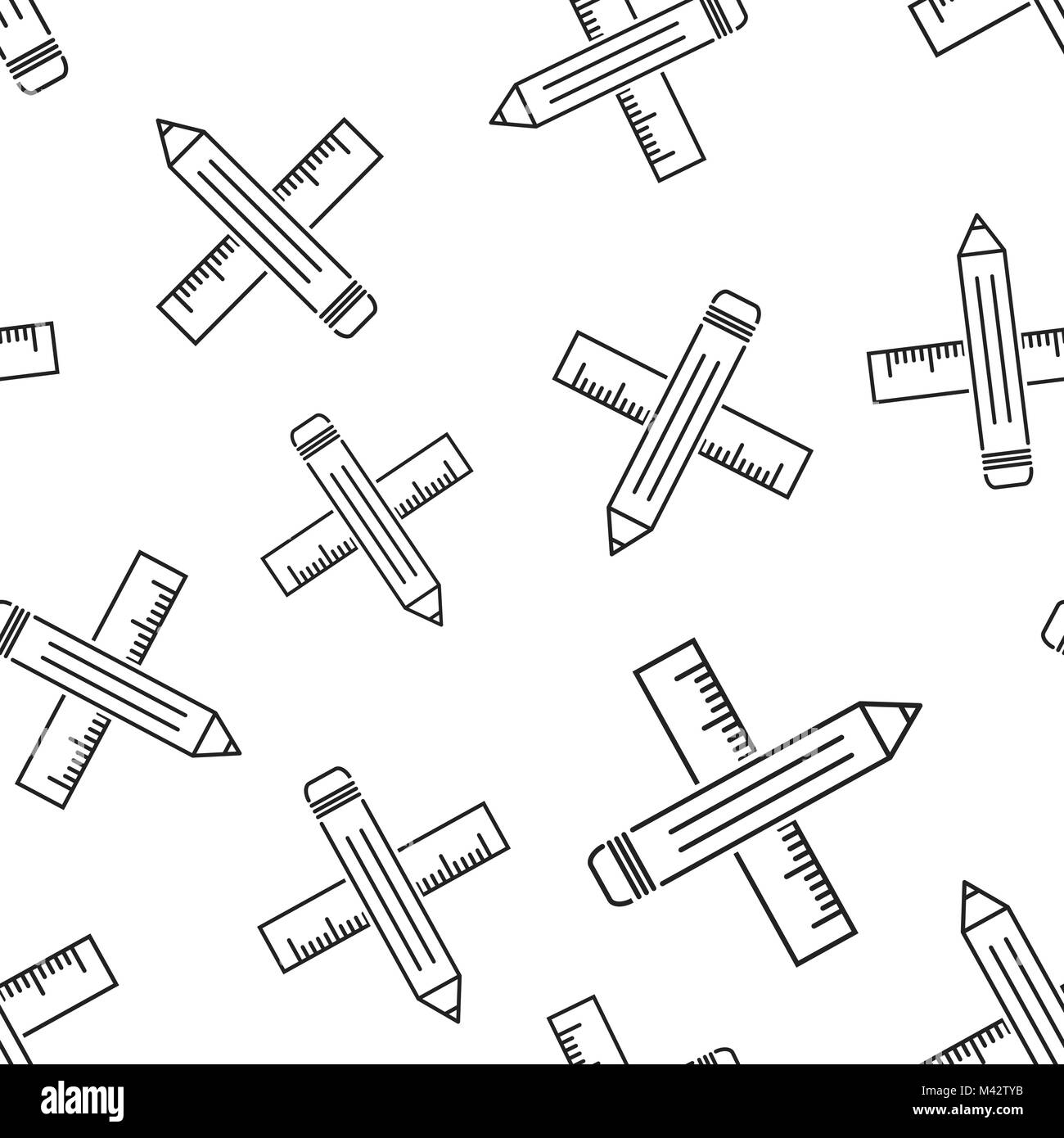 Pencil with rule seamless pattern background. Business flat vector ...
