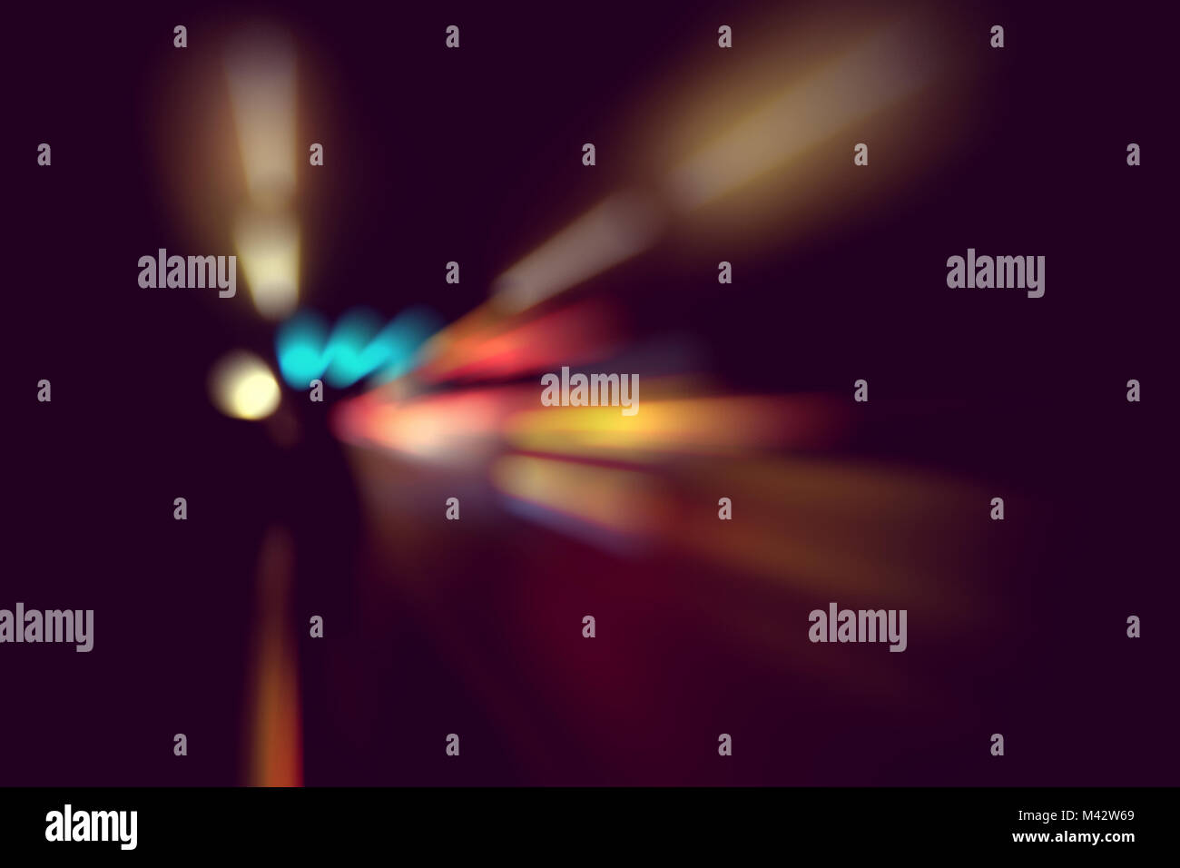 Blurry Illumination and night lights, car traffic motion blur the speed ...