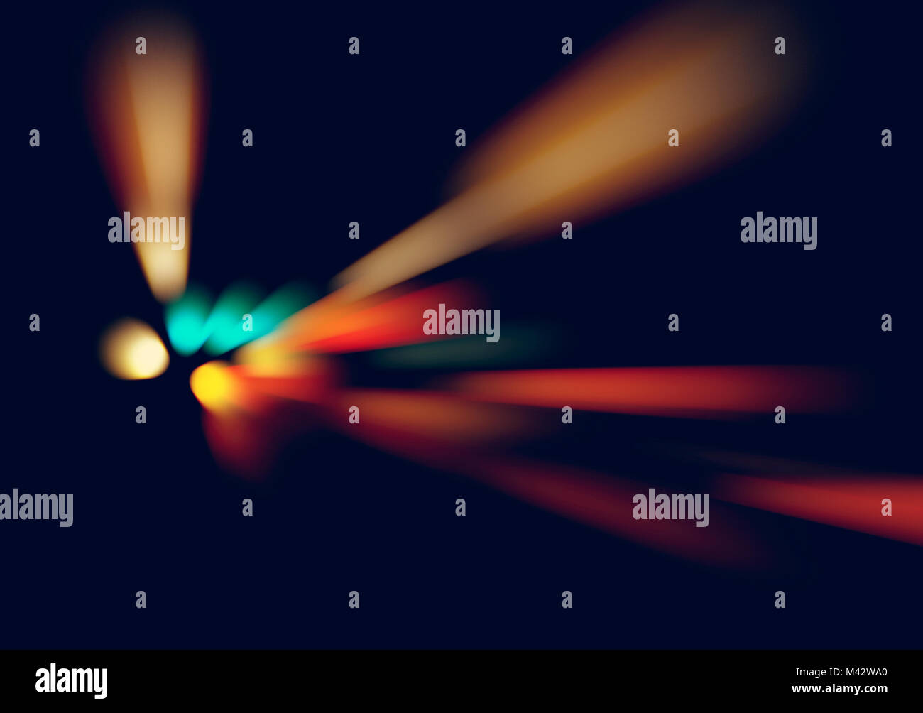 Blurry Illumination and night lights, car traffic motion blur the speed ...