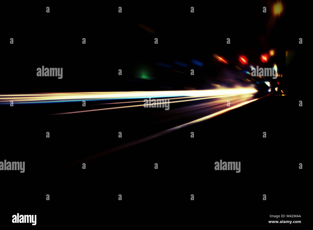 Blurry Illumination and night lights, car traffic motion blur the speed ...