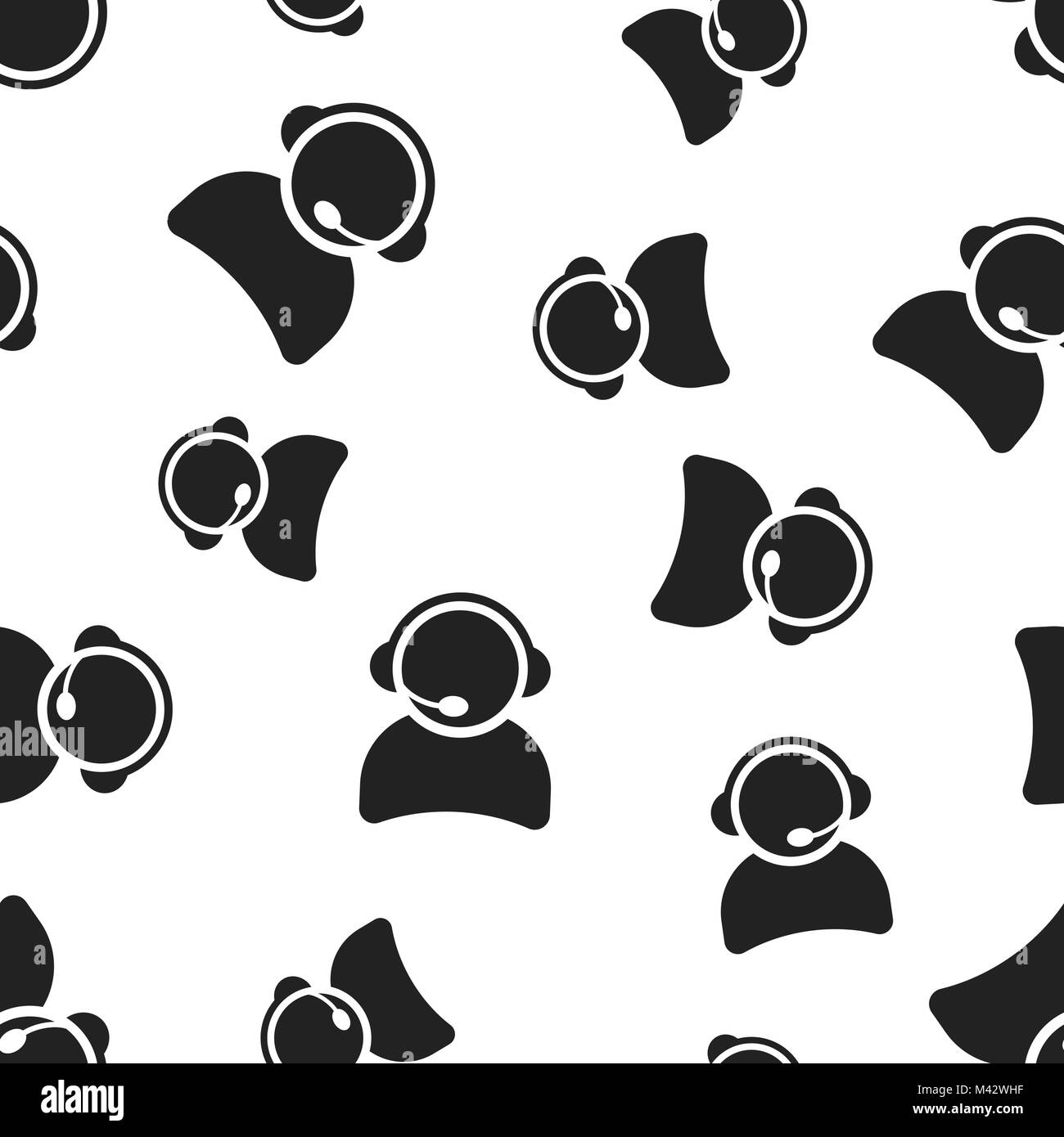 Operator with microphone seamless pattern background. Business flat ...