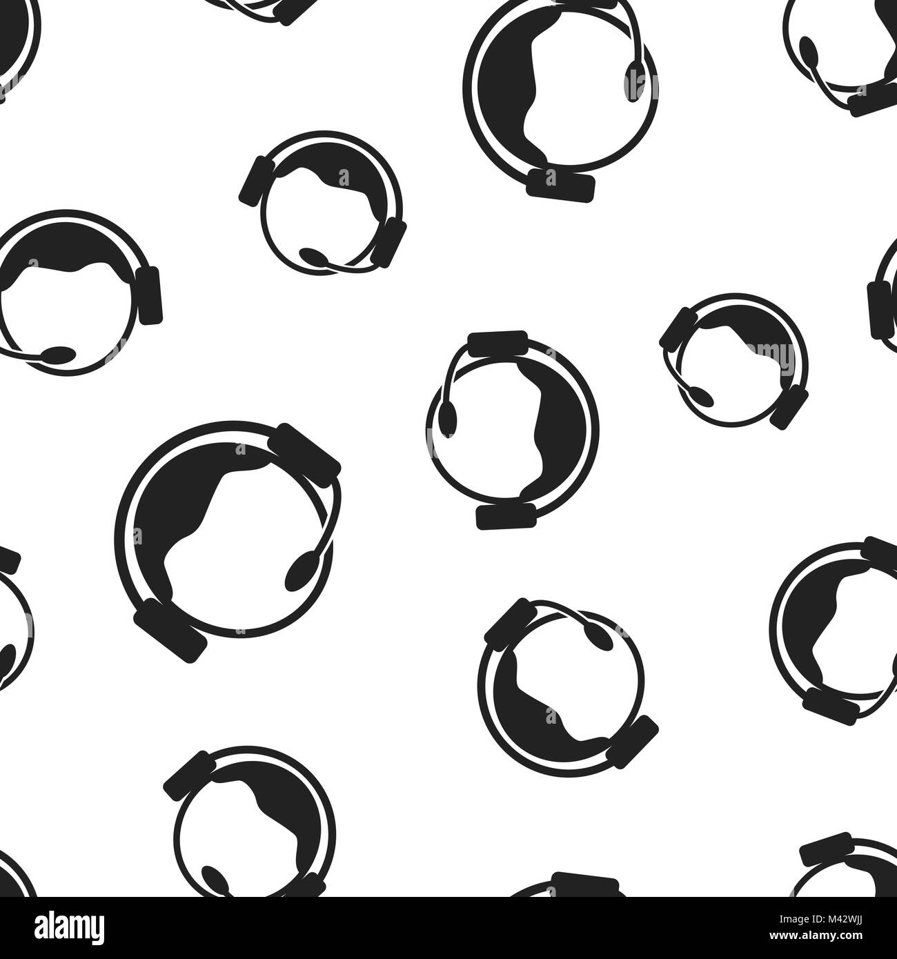 Operator with microphone seamless pattern background. Business flat ...