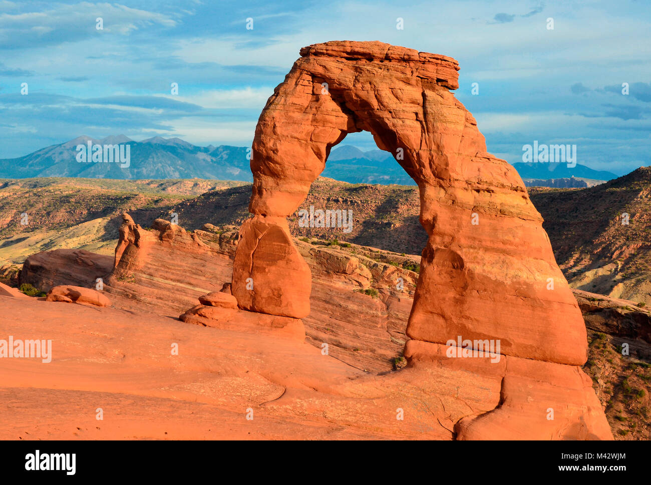 Sunset on Delicate Arch, Arches National Park, (Utah), USA Stock Photo ...