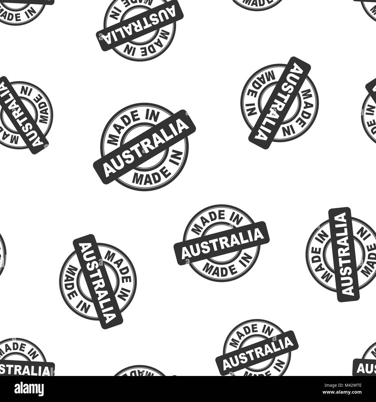 Made in Australia stamp seamless pattern background. Business flat ...
