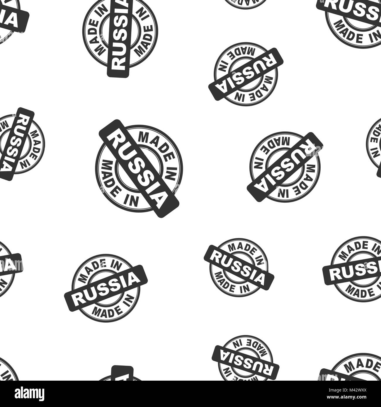 Made in Russia stamp seamless pattern background. Business flat vector ...