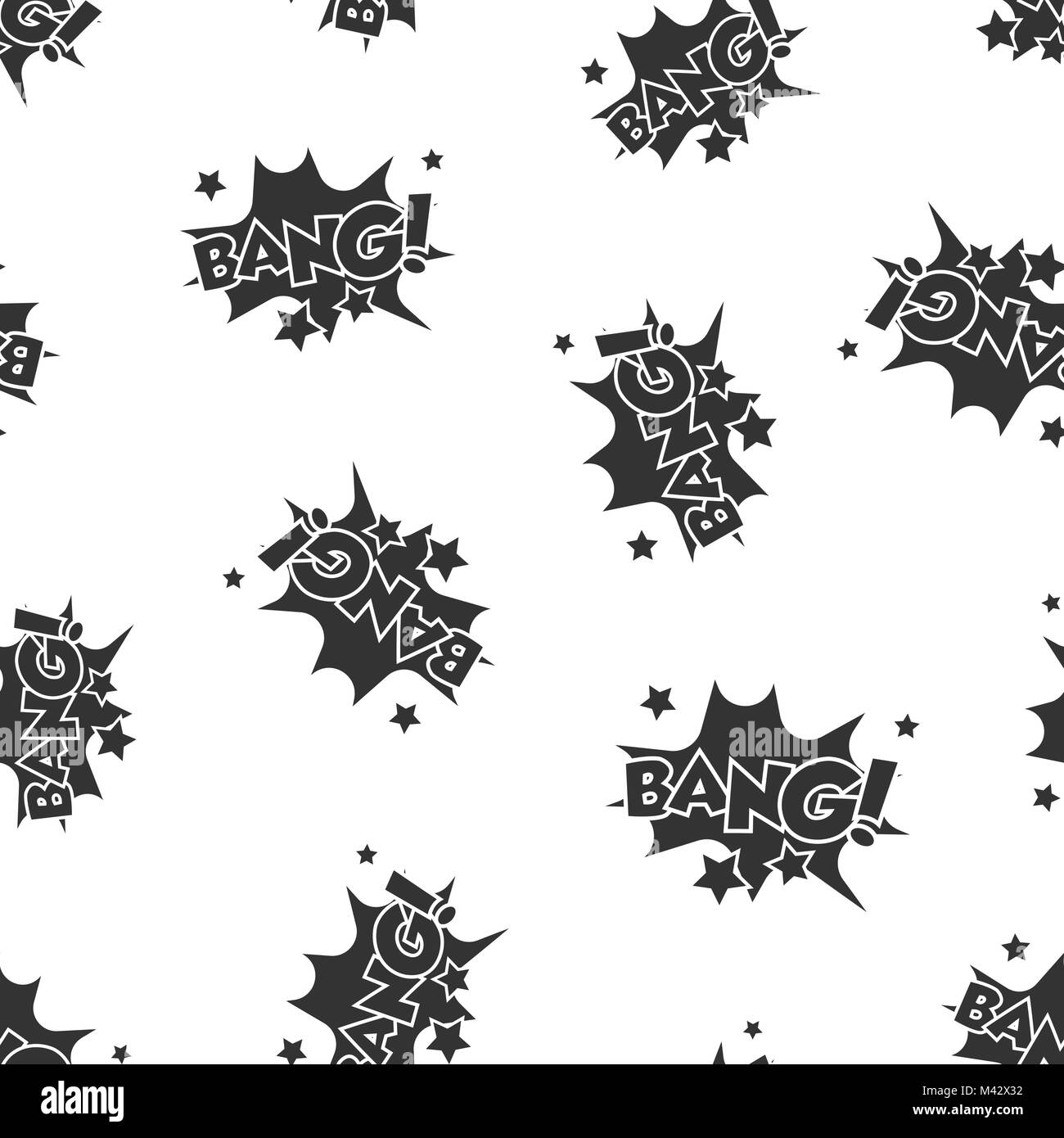 Bang comic sound effects seamless pattern background. Business flat ...