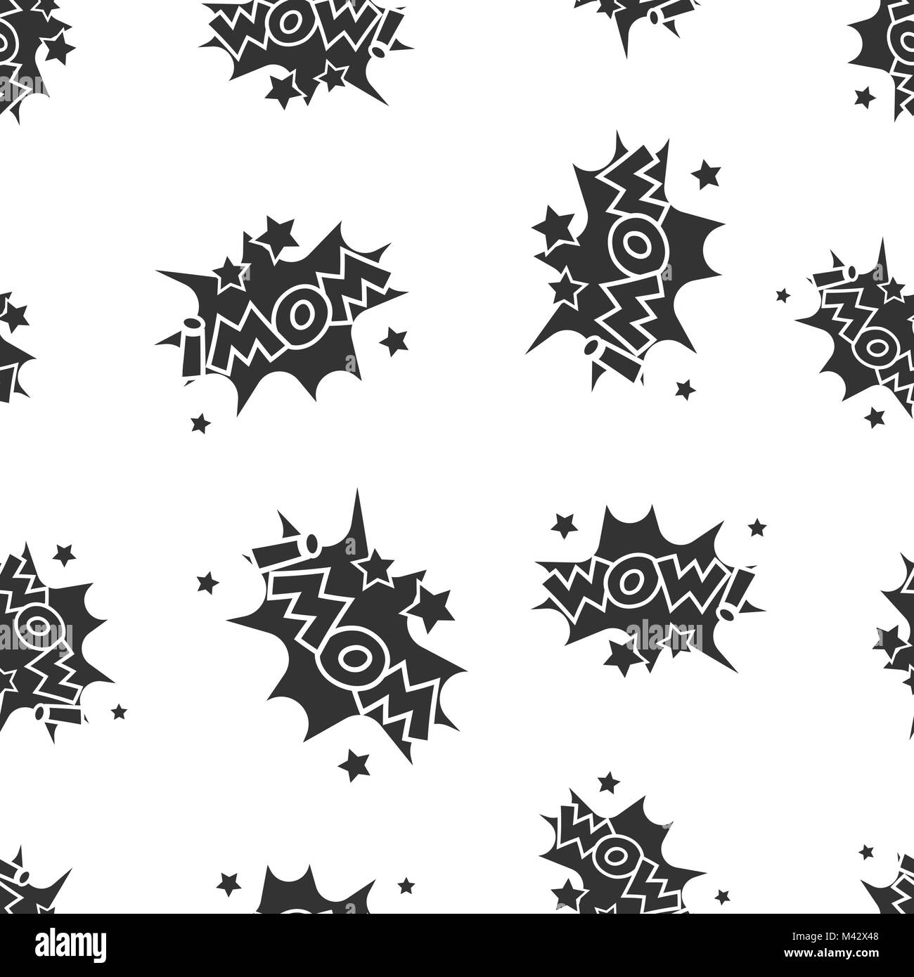 Wow comic sound effects seamless pattern background. Business flat ...