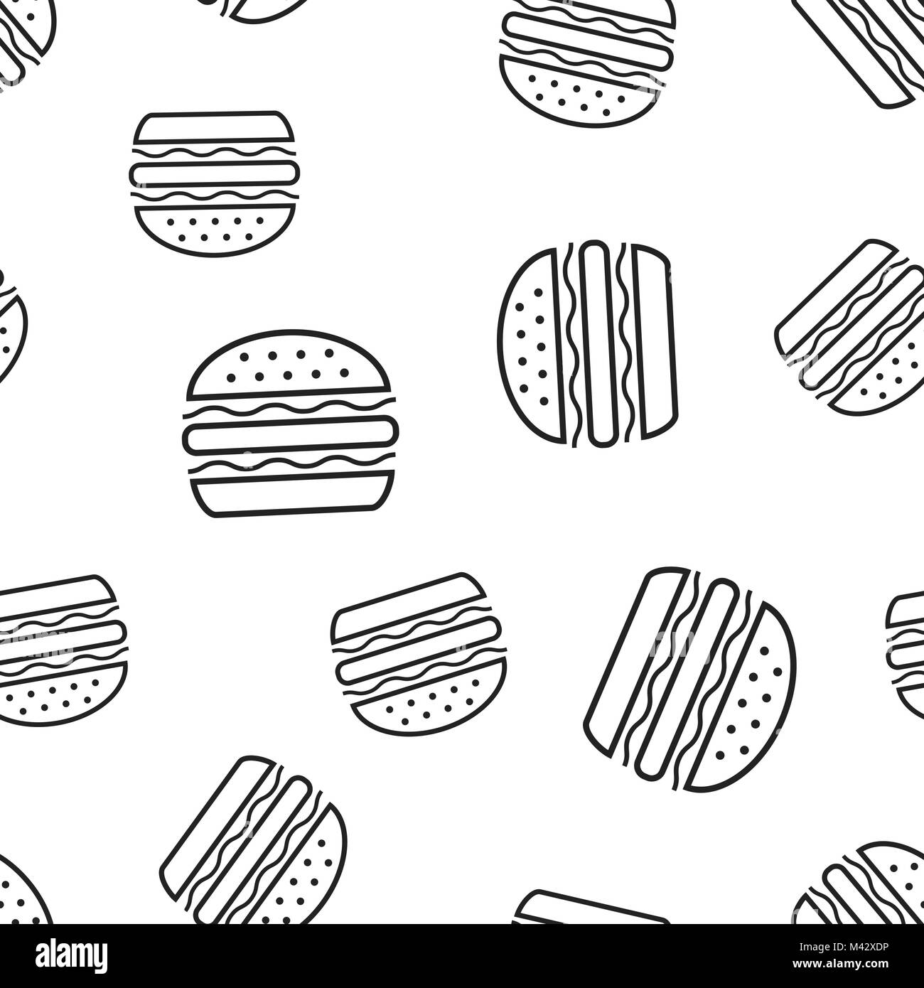 Burger fast food seamless pattern background. Business concept vector ...
