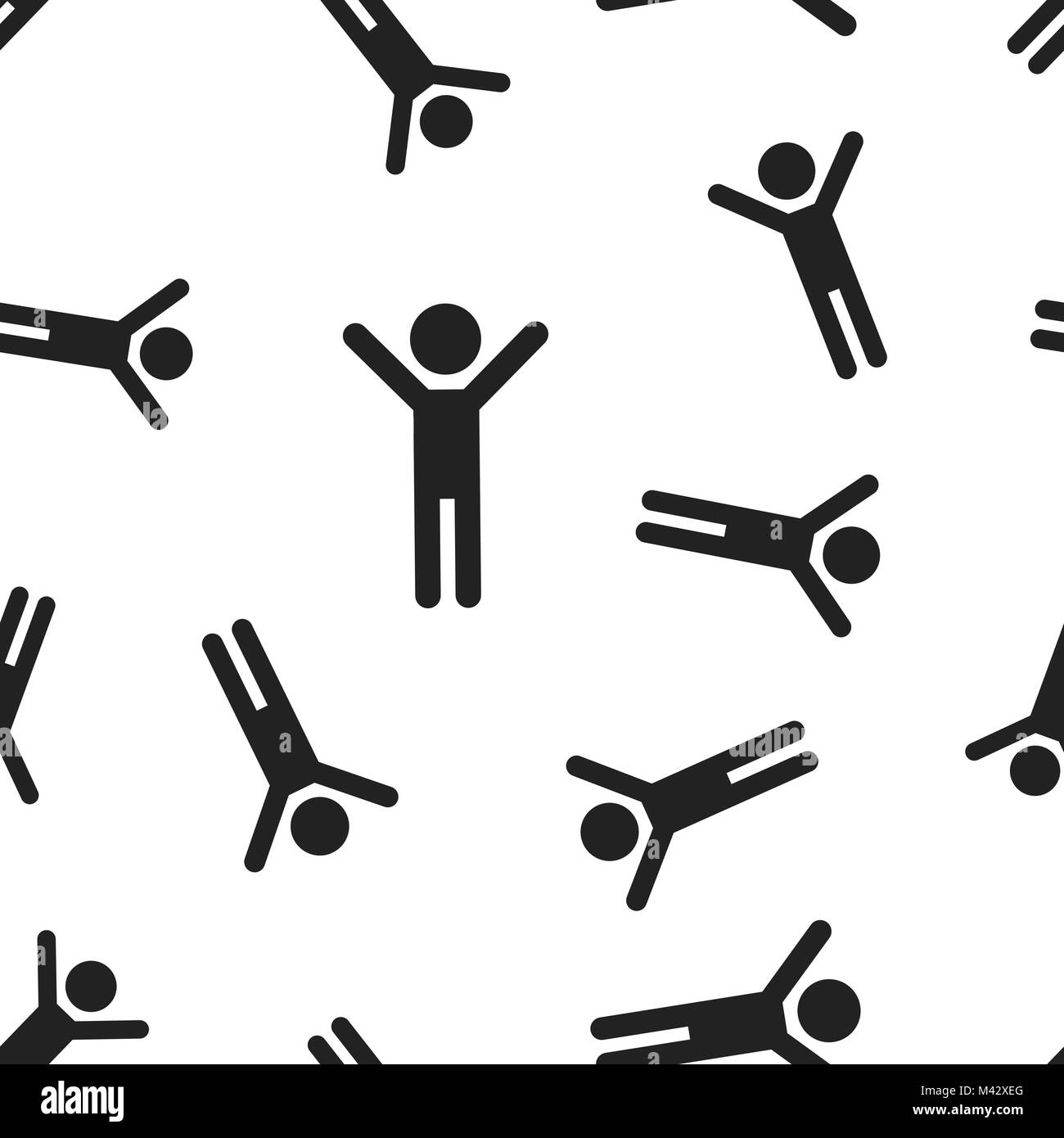 Happy man with hands up seamless pattern background. Business concept ...