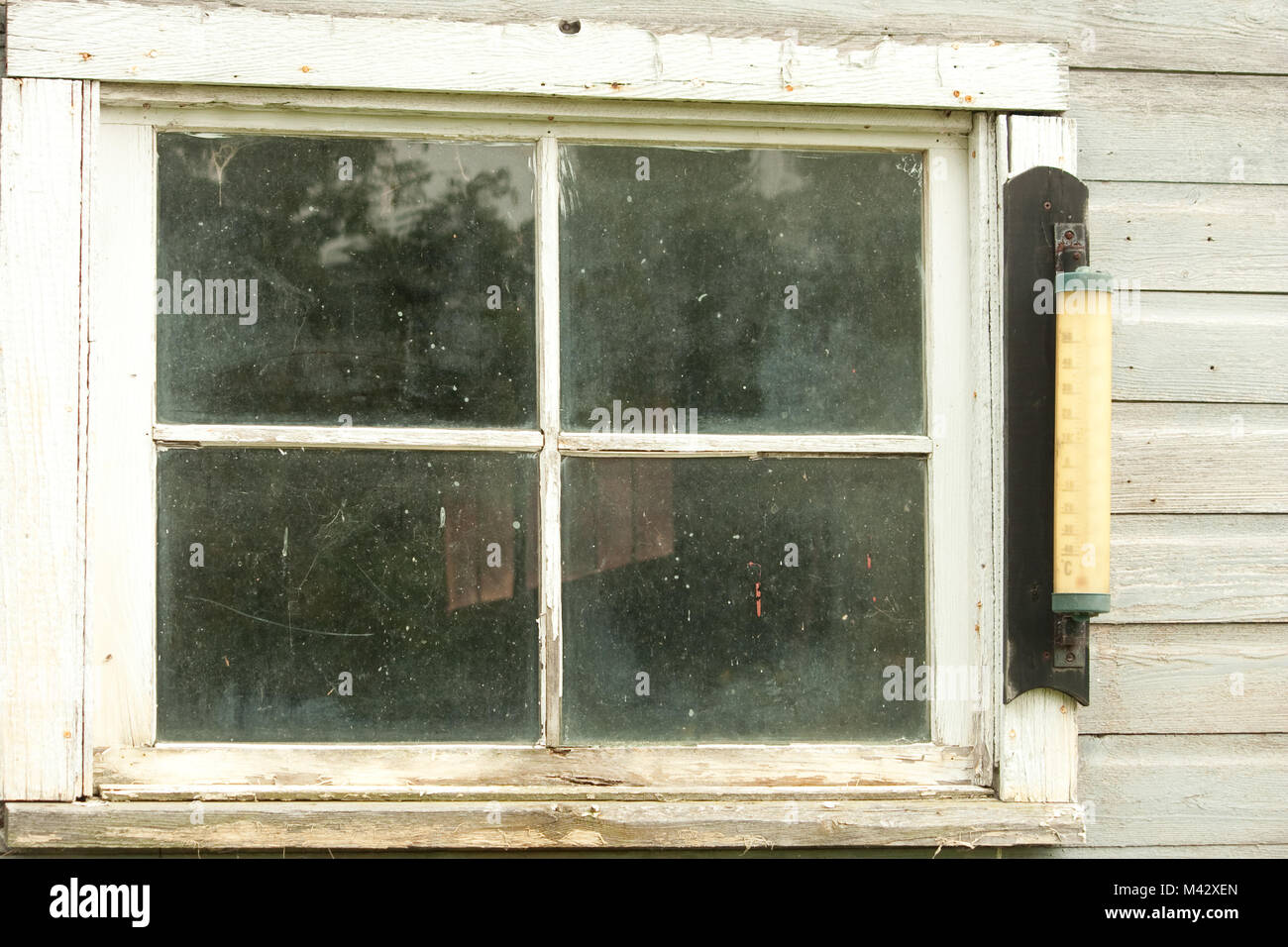 Abandoned Barn with Cracked Window Stock Photo - Alamy